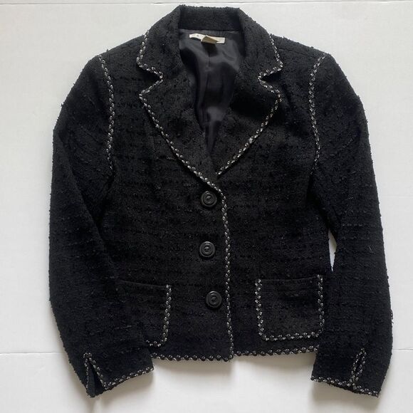 CAbi | Jackets & Coats | Cabi Black Textured Blazer With Silver Trim 4 ...